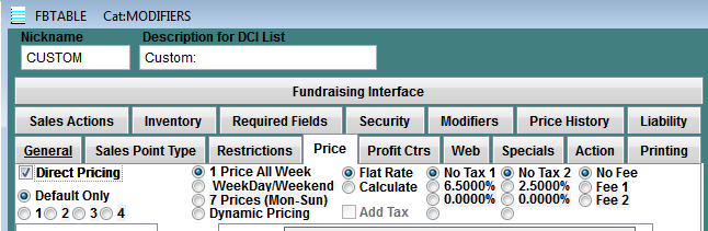 How to enter custom text and prices for a modifier